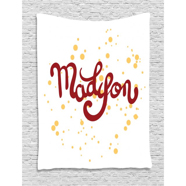 Madison Tapestry, Modern Calligraphy Design Hand Drawn Cursive Letters ...