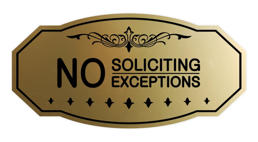 Victorian No Soliciting No Exceptions Sign (Brushed Gold) - Small 3" X ...