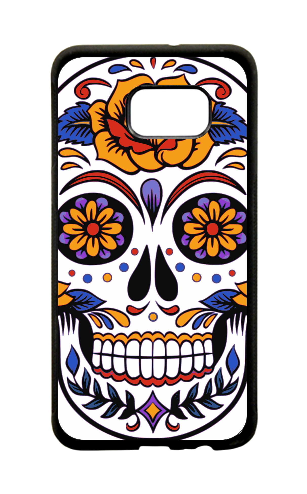 Floral Sugar Skull Design Black TPU Rubber Protective Phone Case That ...