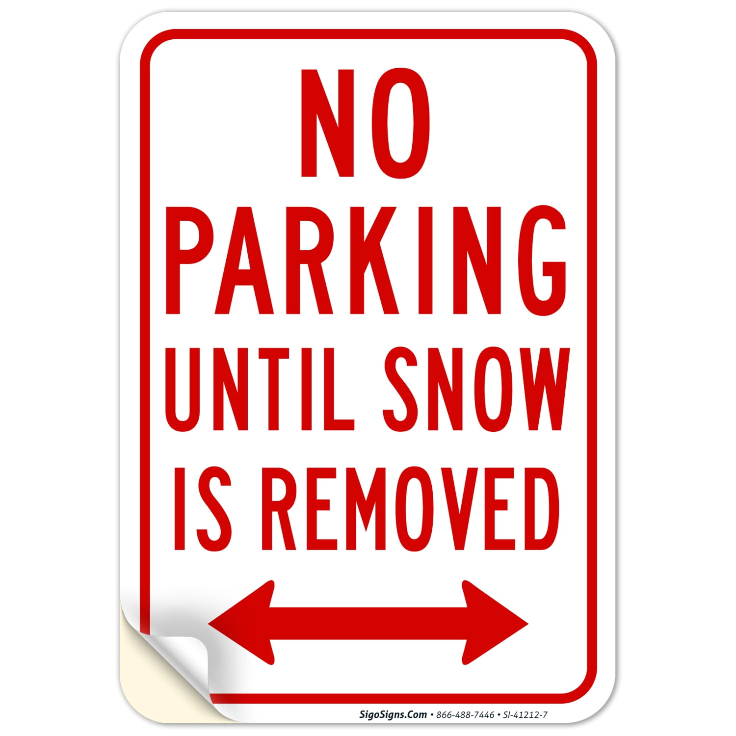 Bidirectional No Parking Until Snow Removed Sign, 10x7 Vinyl Sticker ...