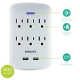 Philips Surge Tap, 6 Outlet, 2 USB-A, 2.1A, 900J, White - Walmart.com