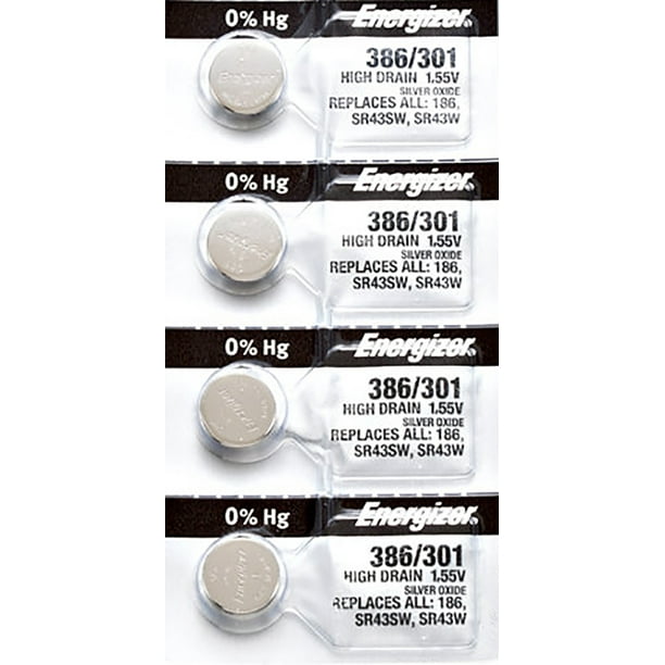 4 x Energizer 386 Watch Batteries, SR43W or 301 Battery - Walmart.ca