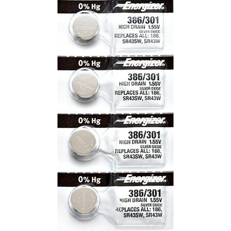 4 x Energizer 386 Watch Batteries, SR43W or 301 Battery - Walmart.ca