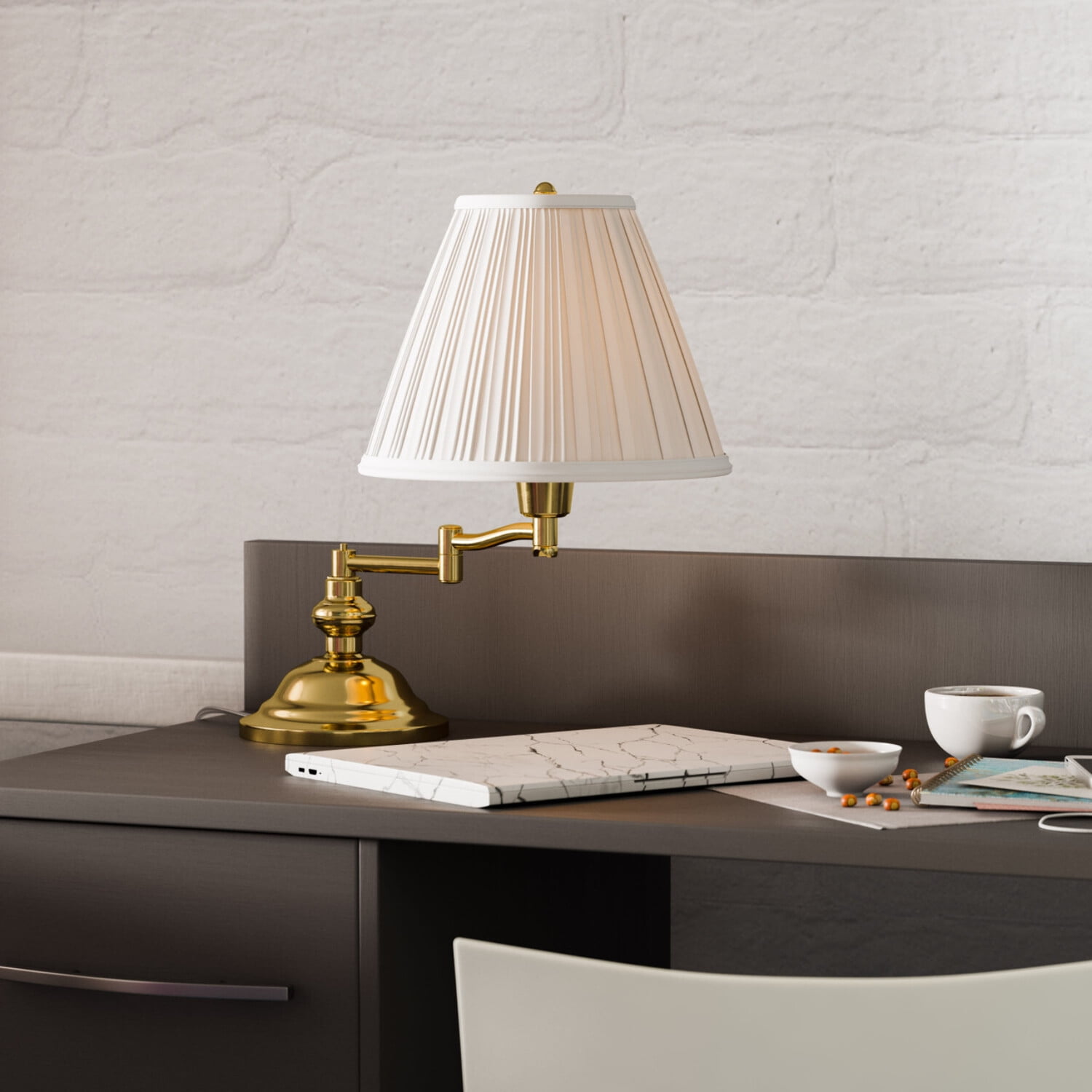 Classic Swing Arm Swing Arm Desk Lamp with Brass Finish - Walmart.com