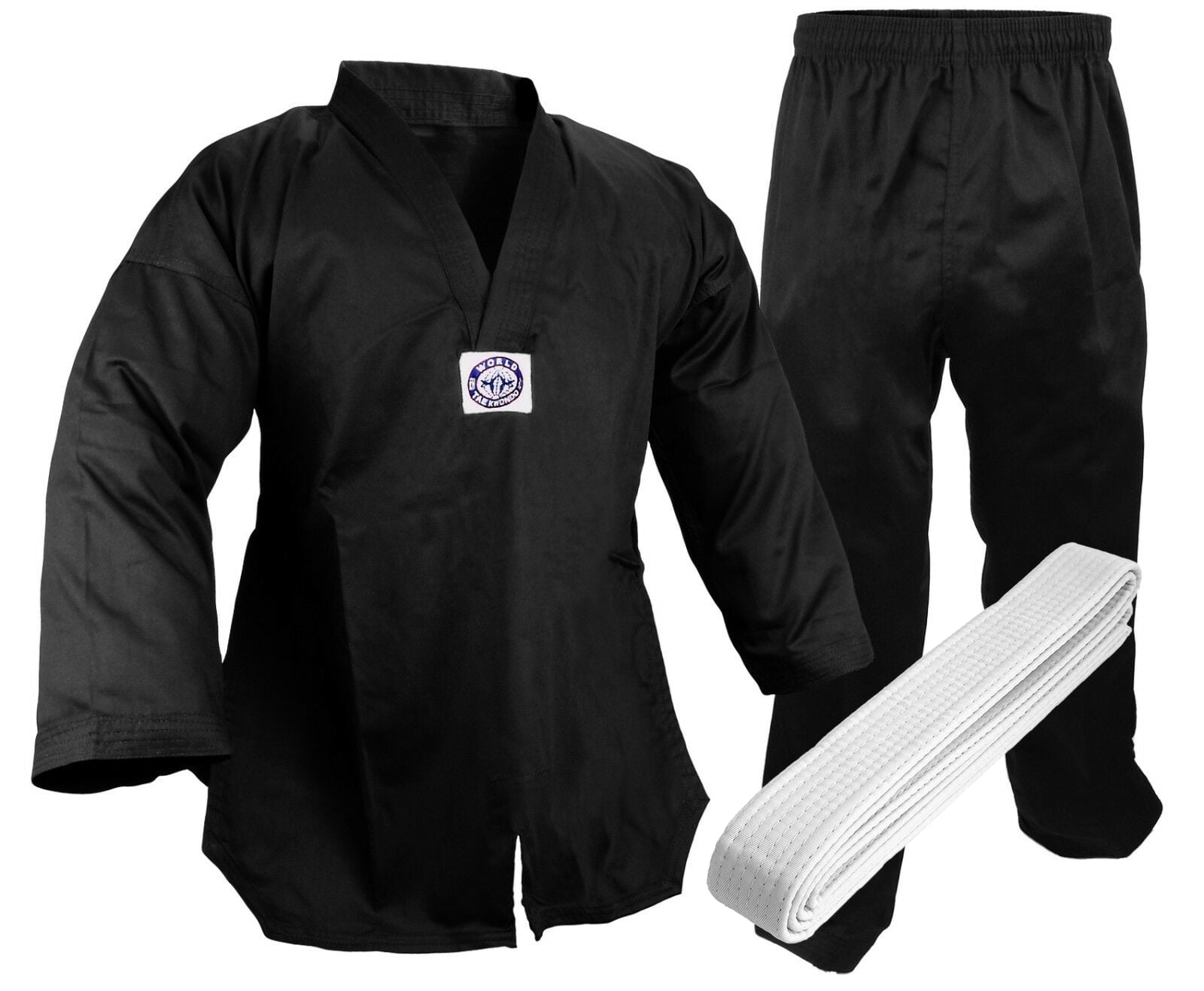 V-Neck Taekwondo 7.5 oz Gi Uniform Black - Walmart.com