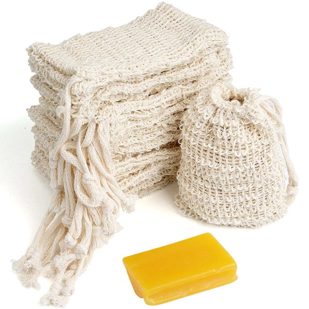 Sisal Soap Saver Bag With Drawstring Reusable Exfoliating Soap Pouch
