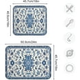 Dish Drying Mat Kitchen Counter Absorbent Blue and White Pattern Coffee ...