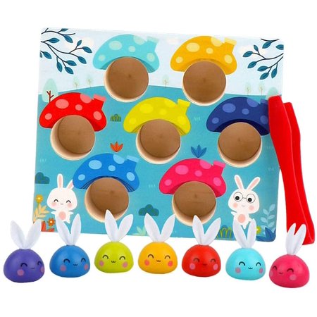 HTAIGUOMontessori Toy, Wooden Clip Rabbit Board Game, Colour Montessori ...