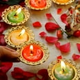 Golden Metal Diwali Diya Set - 12PCS Reusable Deya Oil Lamps for Diwali ...