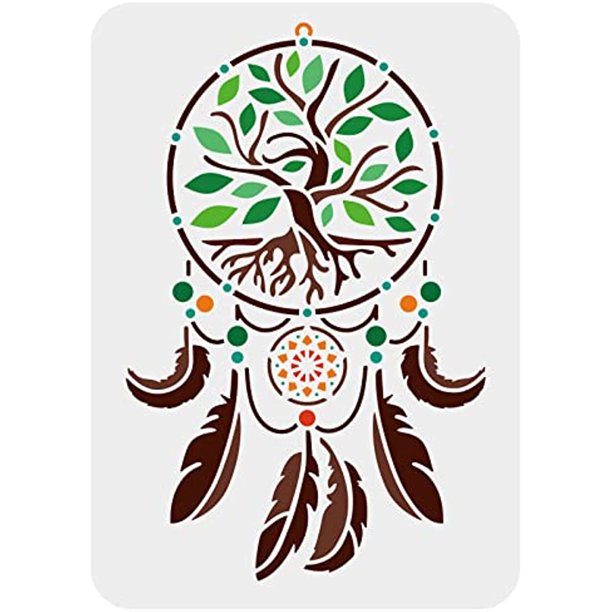 Dream Catcher Stencils Tree of Life Stencil Plastic Tree & Dream ...