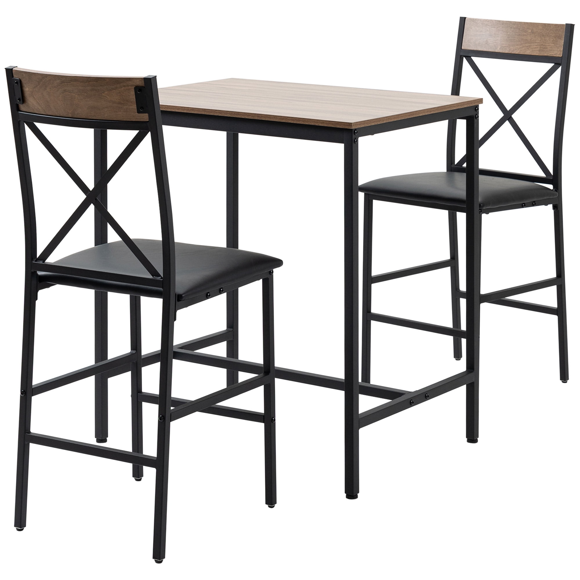 HOMCOM 3 Piece Dining Table Set, Bar Table and Chairs Set with PU ...