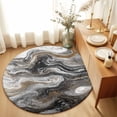 Abstract Fluid Area Rug, Vintage Gold Black Marble Texture Non-Slip ...