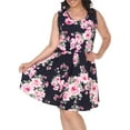 White Mark Women's Plus Size Flower Fit and Flare Dress - Walmart.com