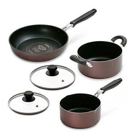 Iris Ohyama Frying Pan Pot 5 Pieces One-Handed Pot Two-Handed Pot With Lid Glass Lid Lid Diamond ...