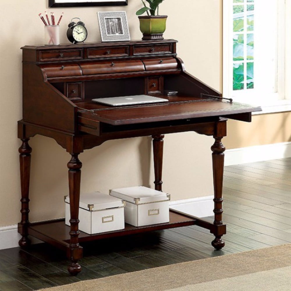 Desmont Transitional Style Secretary Desk, Cherry - Walmart.com ...