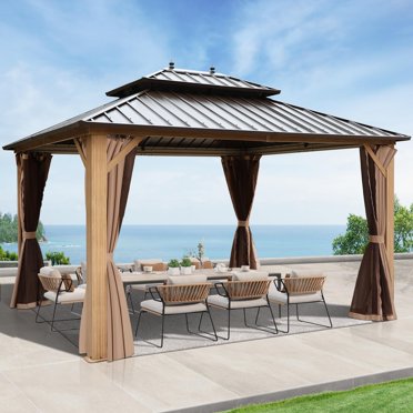Dextrus Outdoor Louvered Pergola 10x13 ft Patio Hardtop Gazebo with ...