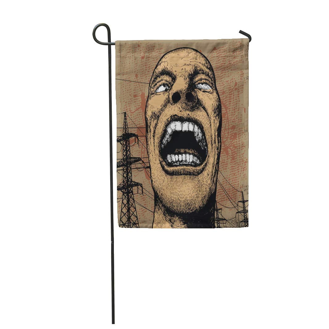 KDAGR Scream Screaming Head and High Voltage Tower Man Fear Garden Flag ...
