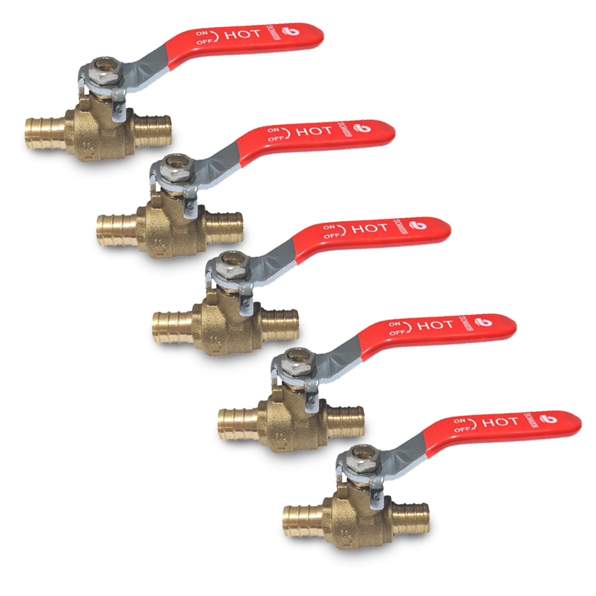 DMNI 1/2" PEX Brass Ball Valve Combo Hot Crimp Shut-Off Valves for PEX ...