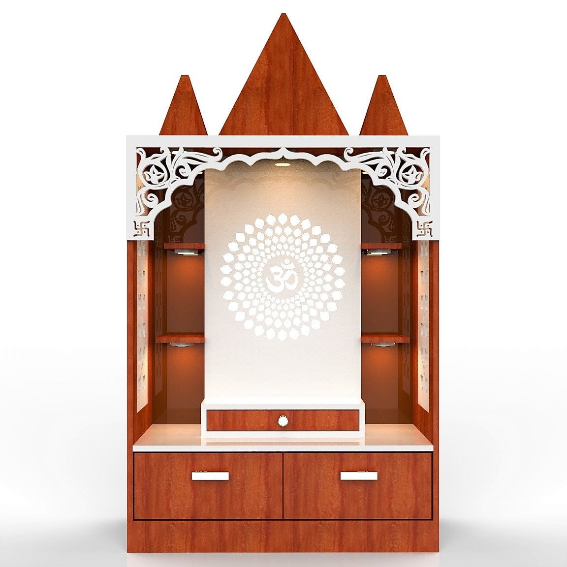 Large Wooden Pooja Mandir / Mandir For Home & Office / Temple For Home ...