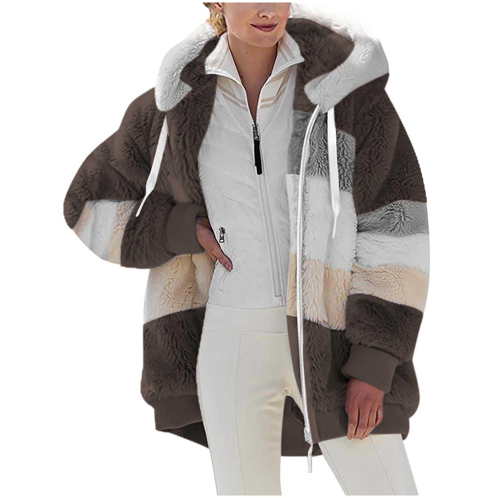 Click here for Aherbiu Plus Size Jackets For Women Fuzzy Fleece T... prices