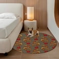 Chinese Dragon Round Living Room Rugs 6 ft, Retro Red Flower Abstract ...