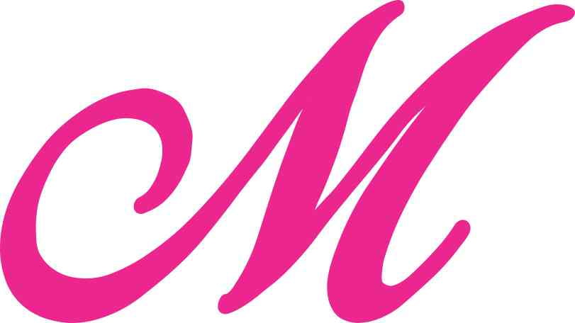 5.25in x 3in Pink Cursive M Monogram Sticker Fancy Vinyl Vehicle ...