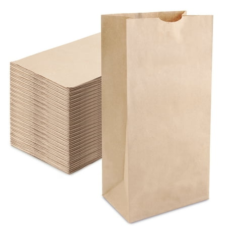 [500 Pack] Kraft Paper Bags 11 x 6 x 3.5" 6 LB Grocery Lunch Retail ...
