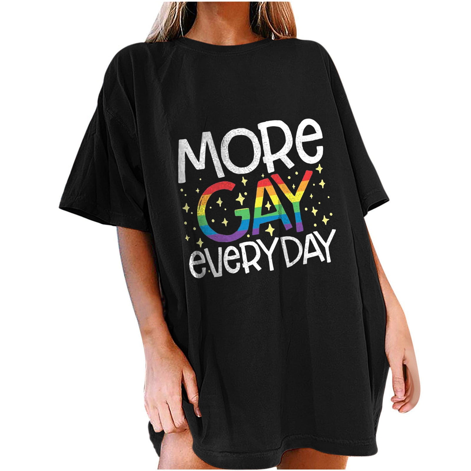 Mchoice Womens Pride Shirt Rainbow Graphic Tees Letter Print T Shirt ...