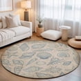 Blue Starfish Shells Conch 3.3ft Non Slip Round Area Rug Coastal ...