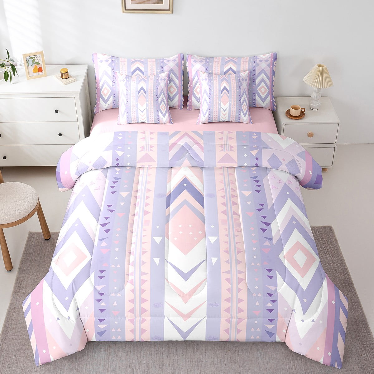 Click here for Yst Purple Elegant Stripes 7 Pieces Bed In A Bag T... prices