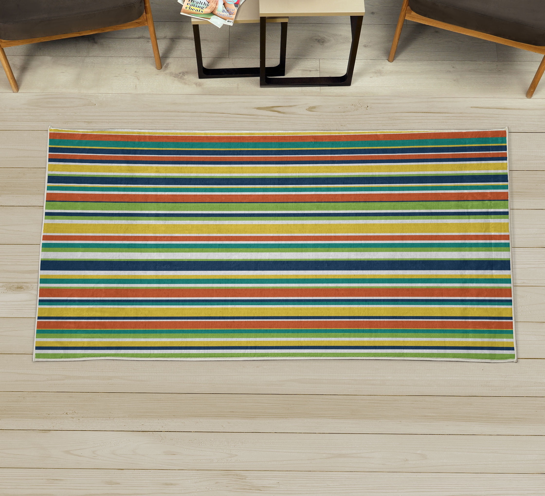 Pastel Decorative Rug, Vertically Striped Pattern Different Color ...