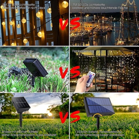 Super Long Solar Light String 7m 50 Led Warm White Crystal Ball Ip65 ...