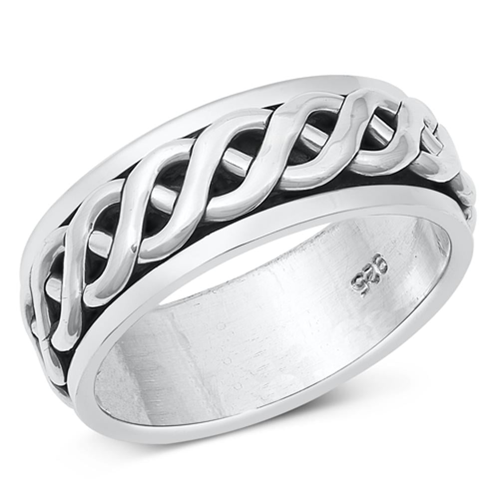 Rope Wave Pattern Spinner Ring .925 Sterling Silver Band Jewelry Female ...
