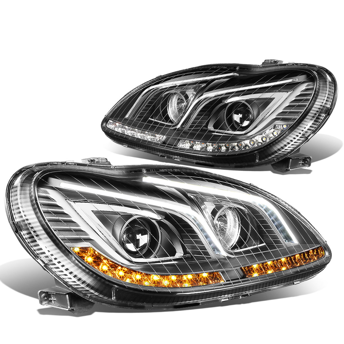 For 2000 to 2006 Mercedes S-Class W220 LED DRL Light Bar+Amber Turn ...