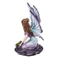 Large Whimsical Purple Rose Fairy With Large Leaf Kneeling On Flower ...