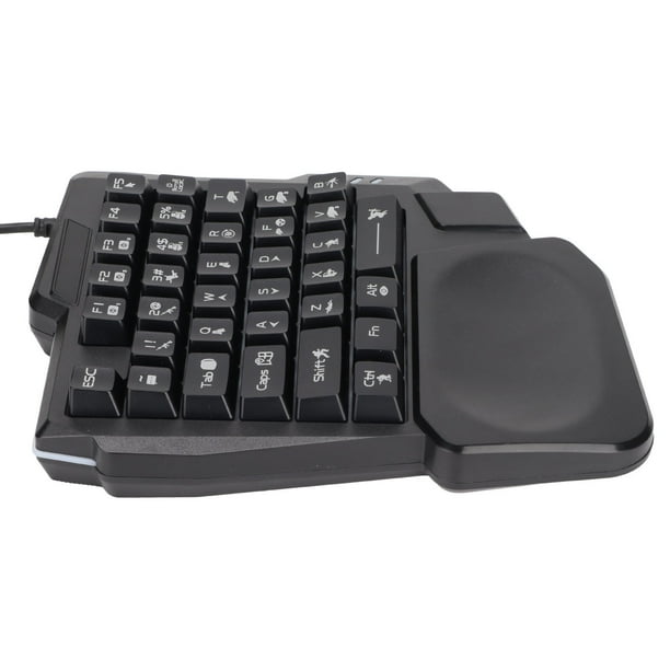 One Handed Gaming Keyboard 35 Keys Waterproof Wide Palm Rest Black ...