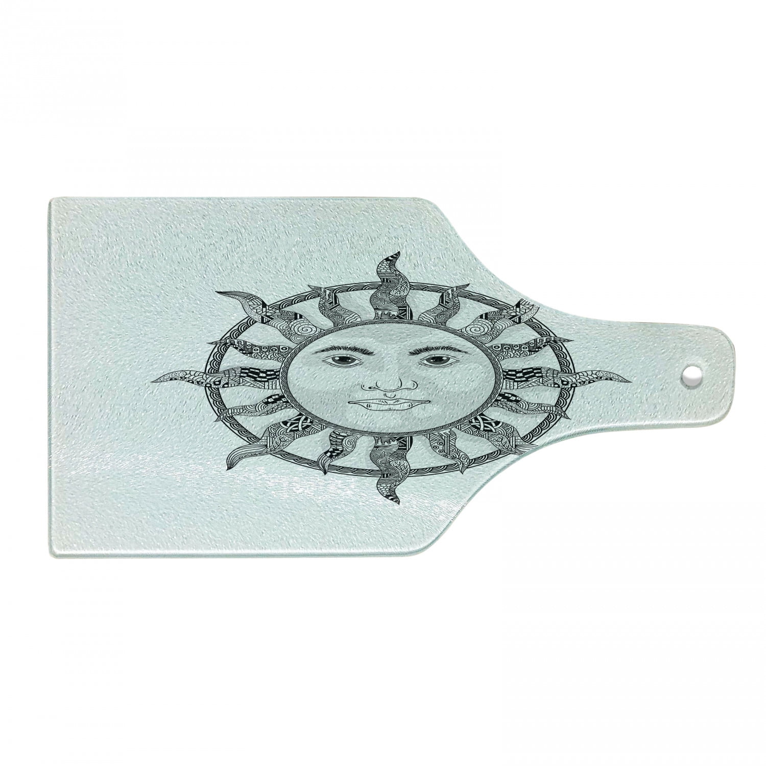 Sun Cutting Board, Monochrome Ornamental Zentangle Heavenly Body with ...
