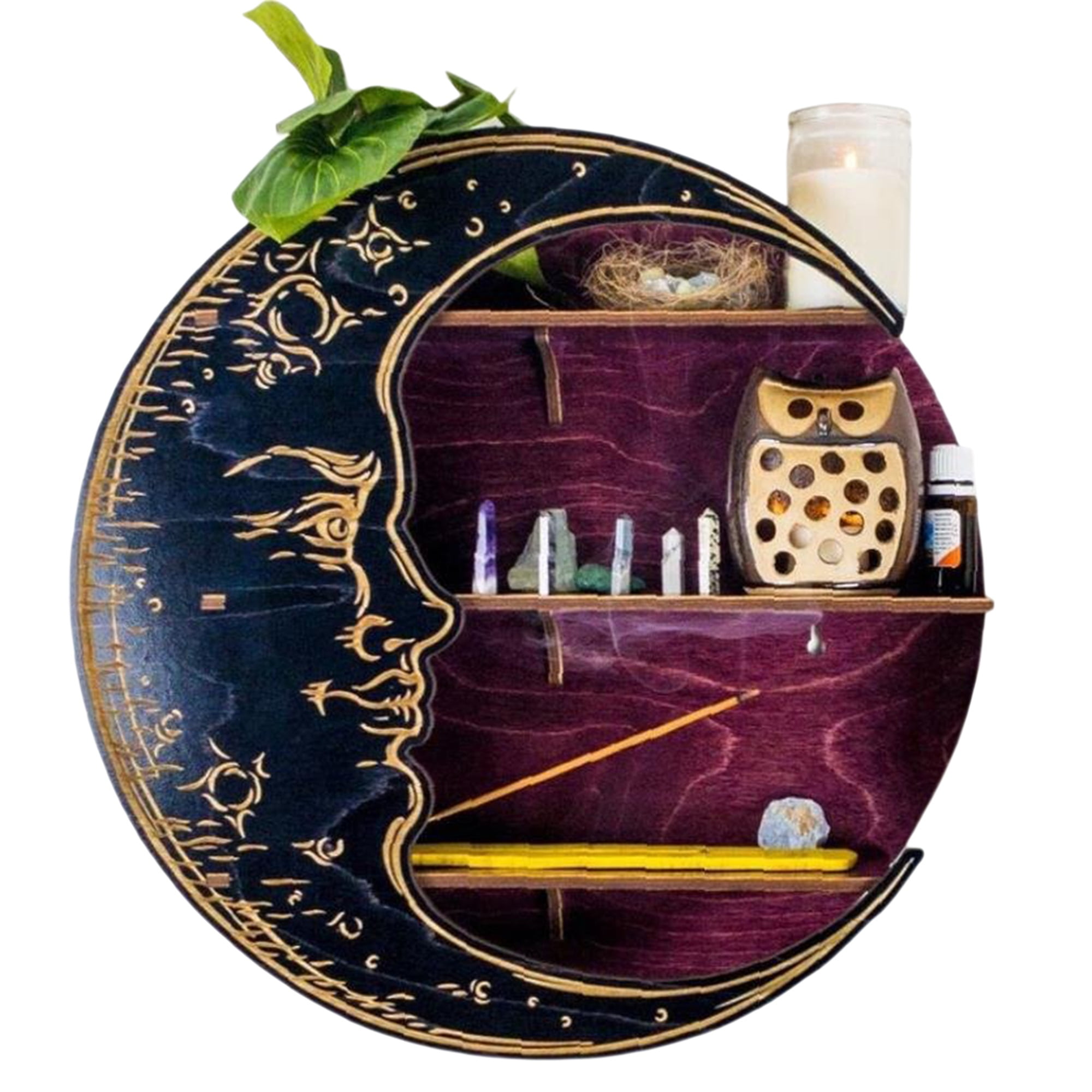 Franhais Crescent Frame, Crystal Stones Essential Oils Organizer,Three ...