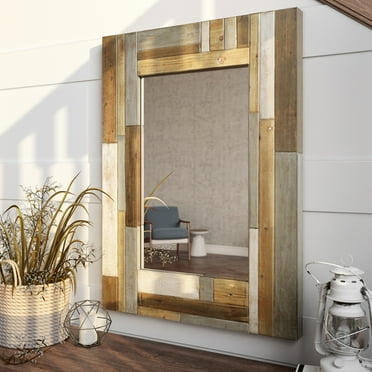 Aspire Home Accents Brogan Distressed Wood Slat Wall Mirror, Multi ...