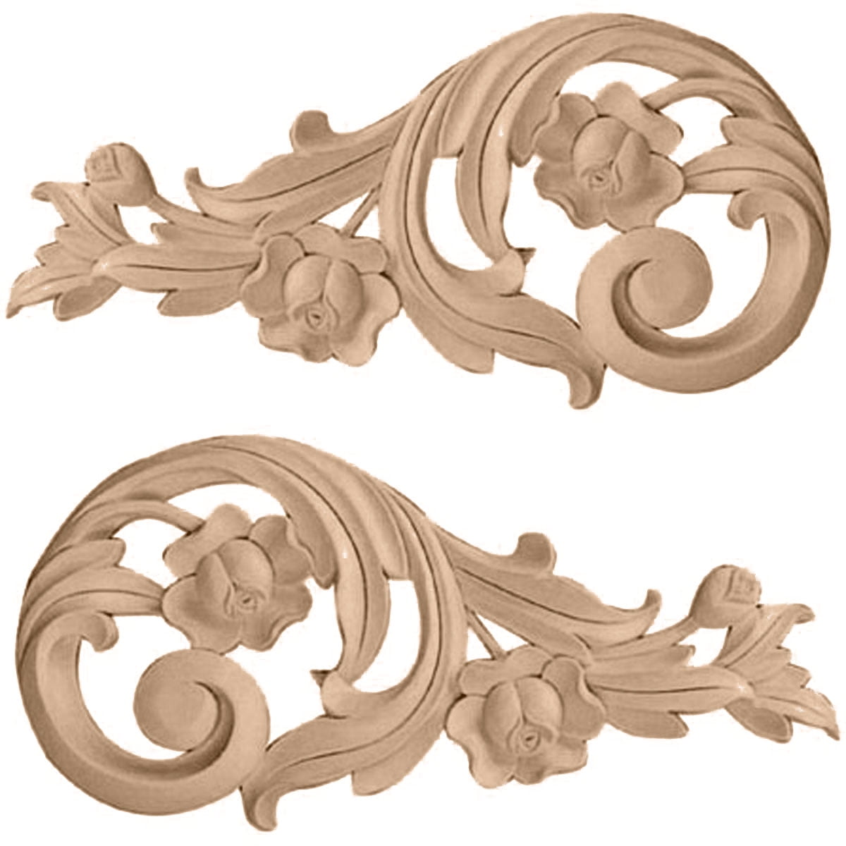 11 1/2"W x 5 1/2"H x 1"D (Each Side) Large Rose Scrolls (Pair ...