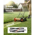 14" Manual Push Reel Lawn Mower 5-Blade Adjustable Height Grass Catcher ...