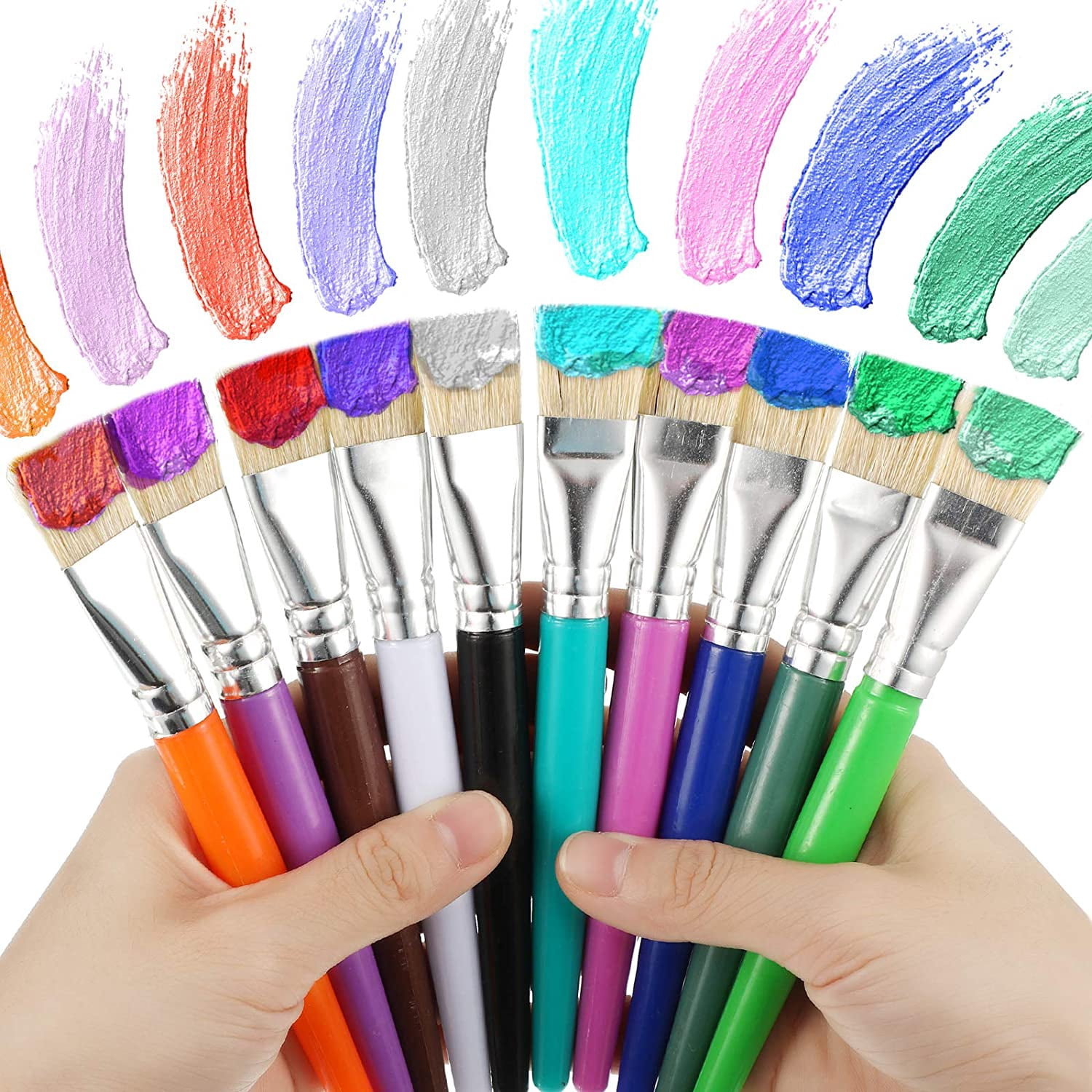 30 Pieces Flat Tip Paint Brushes Large Flat Bristle Paint Brushes Set ...