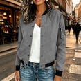 Bomber Jacket Women Faux Suede Button Front Closure Casual Short ...