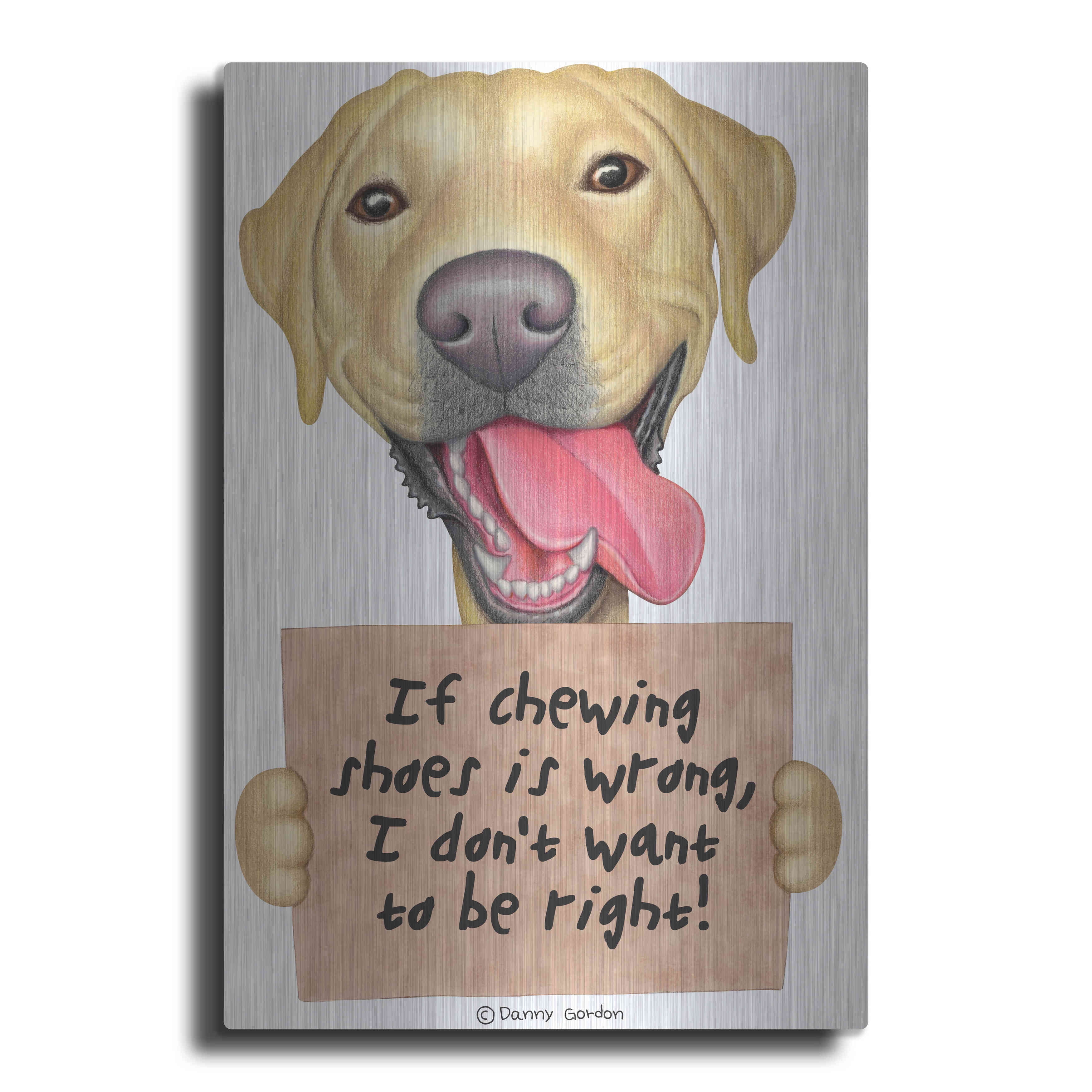 Luxe Metal Art 'Yellow Lab Holding Sign' by Danny Gordon Art, Metal ...