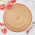 Fennco Styles Handmade Beaded Border Rattan Placemat 15" Round, 1 ...