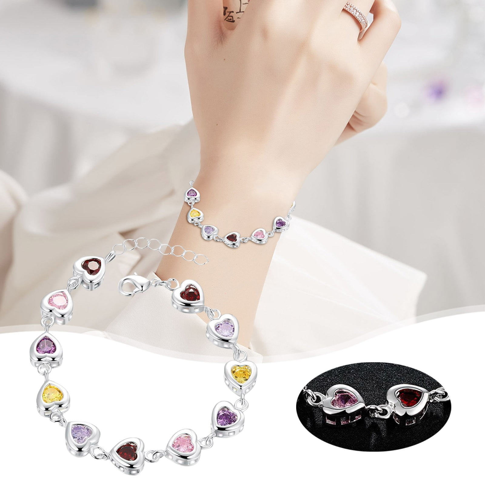 Click here for Mzcpsyha 925 Bracelet Adjustable Bangle Heart Brac... prices