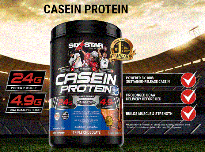 Six Star Casein Gluten Free Chocolate Protein Powder, 26 Servings