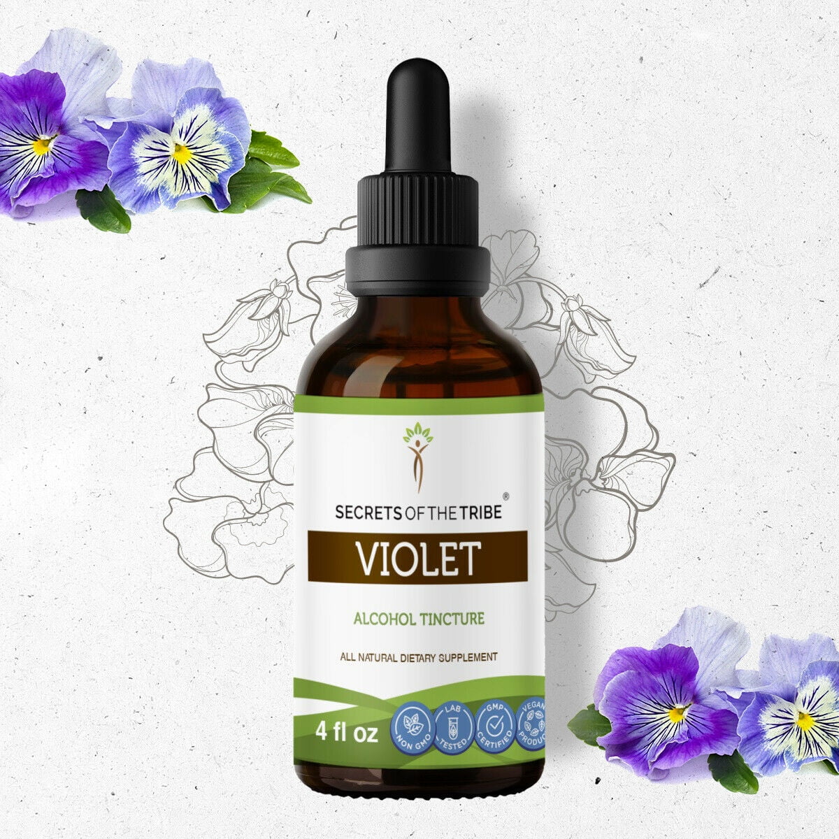 Violet Tincture Alcohol Extract, Organic Violet (Viola Tricolor) Dried ...