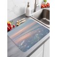 Beach Scenery Dish Drying Mat 16x18 inch Dreamy Glitter Sand Sunset ...