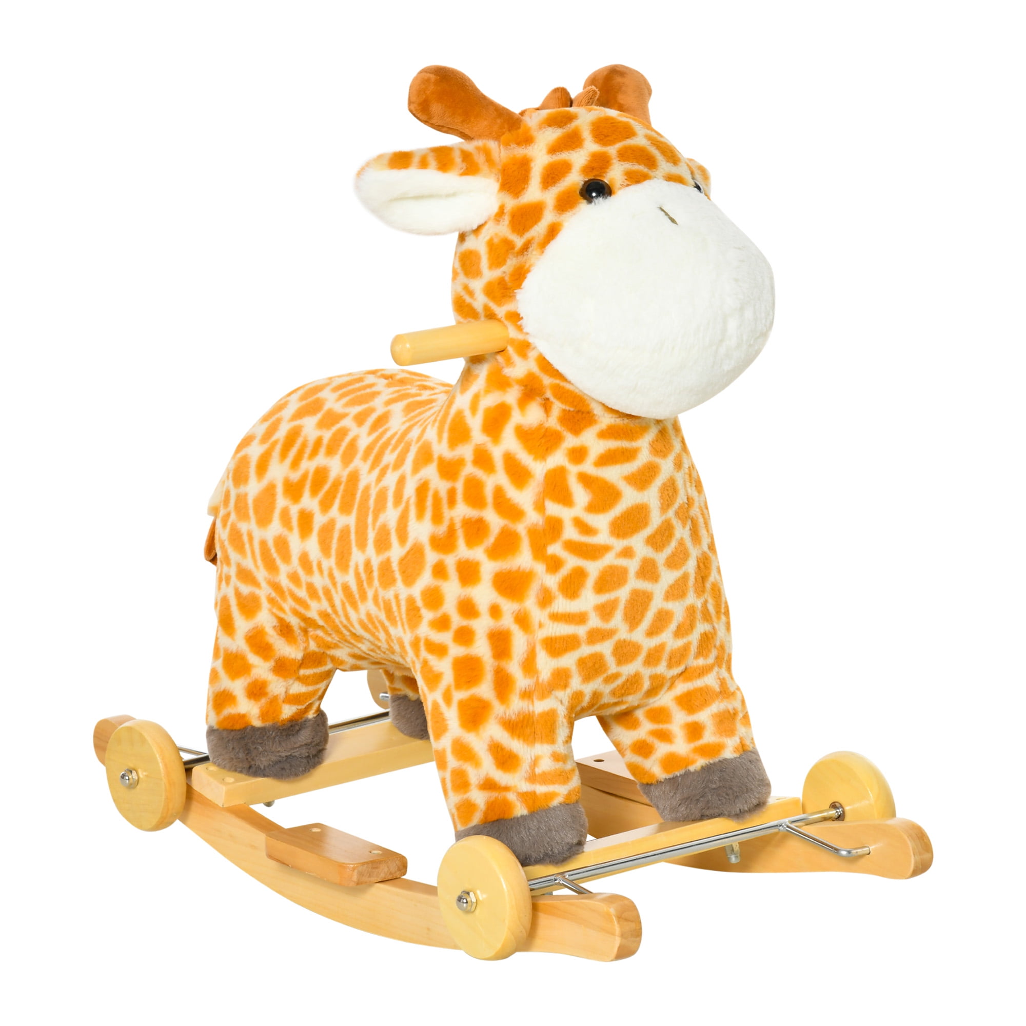 Qaba 2-in-1 Kids Plush Ride-On Rocking Horse Toy, Giraffe-shaped Plush ...